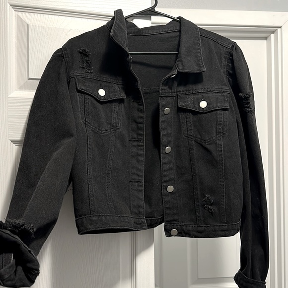 Jackets & Coats | Black Distressed Denim Jacket | Poshmark